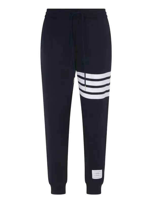 Thom Browne Cotton Sweatpants With Iconic Stripes - Blue