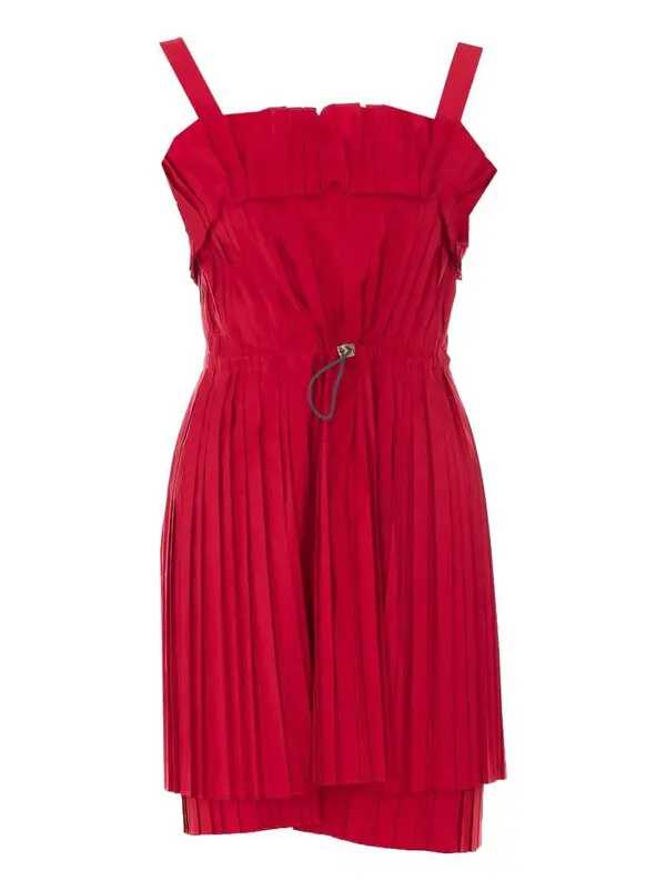 Fendi Pleated Dress With Drawstring Waist - Red