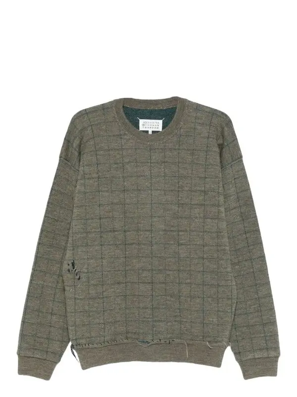 MAISON MARGIELA Crew Neck Wool Pullover - Green