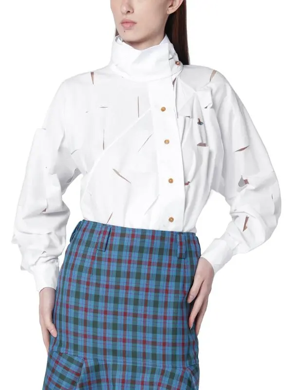 VIVIENNE WESTWOOD Asymmetrical Cut-out Cotton Shirt - White