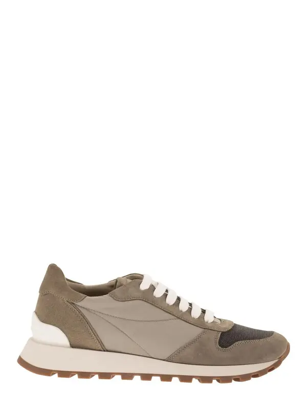 Brunello Cucinelli Techno Fabric Runners With Jewel Embellished Toe - Yellow