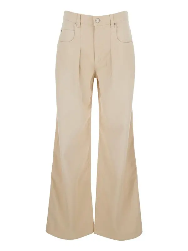 Isabel Marant Étoile Rodayna Wide Leg Beige Denim Jeans - Multicolor