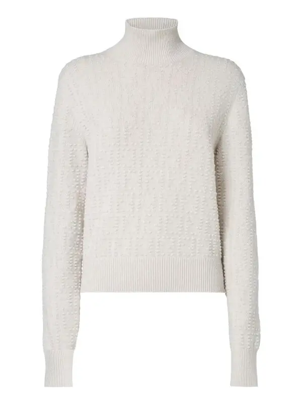Fendi High-neck Wool And Cashmere Jumper With Ff Polka Dot Embroidery - Gray
