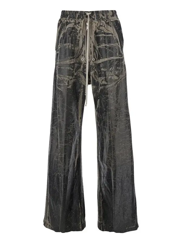 Rick Owens Black Cotton Trousers With Destroyed Look And Drawstring Waist - Multicolor