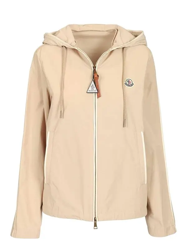 Moncler Sarracenia Hooded Technical Poplin Jacket - Cream