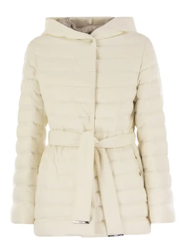 Herno Silk And Cashmere Kimono Jacket With Hood - Cream