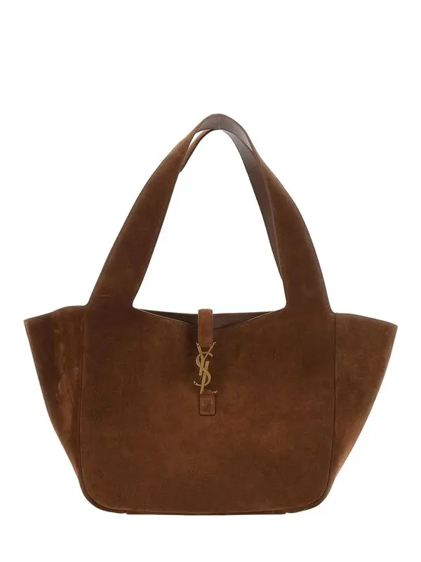 Saint Laurent Bea' Shoulder Bag With Cassandre Plaque On The Front In Suede - Multicolor