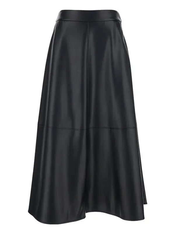 Max Mara Ninfa' Eco-leather Flared Skirt - Black