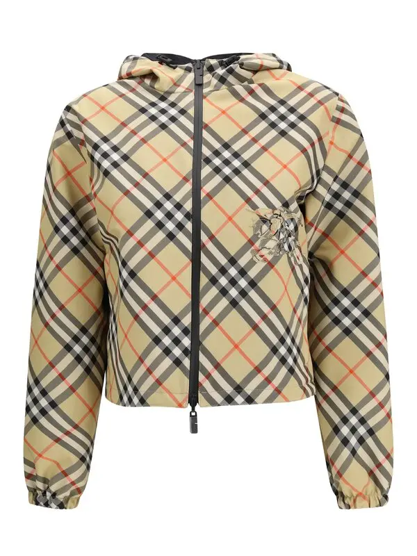 Burberry Reversible Cropped Check Jacket - Cream