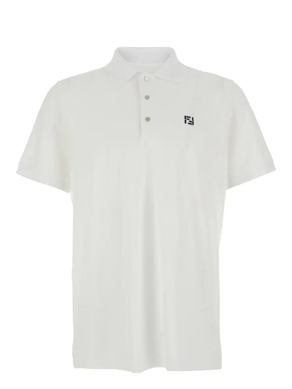 Fendi Polo Shirt With Classic Collar And Logo On The Front In Cotton For - Multicolor