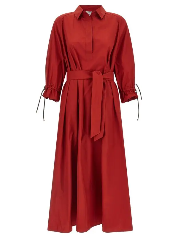 Max Mara Mxmmirto' Cotton Poplin Chemisier Dress - Red