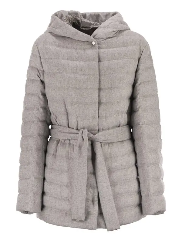 Herno Silk And Cashmere Down Jacket With Hood - Multicolor