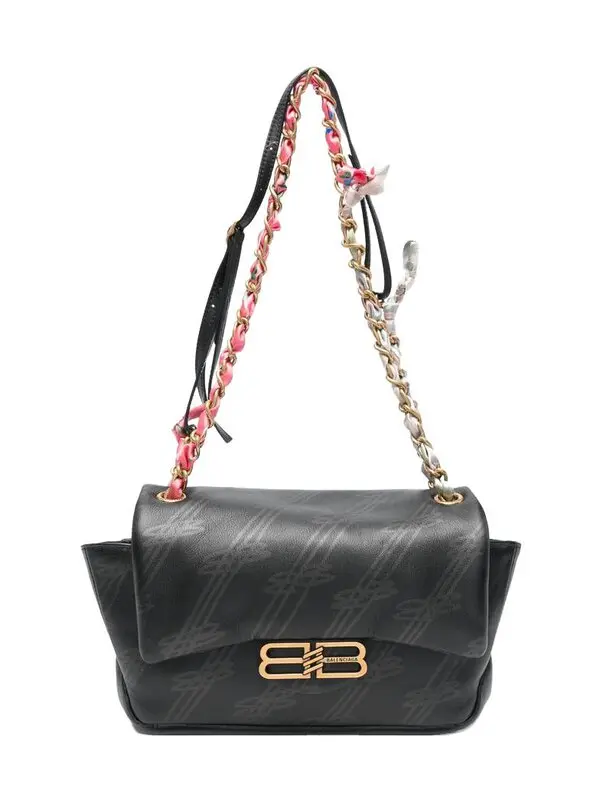 Balenciaga Logo Detail Shoulder Bag - Black