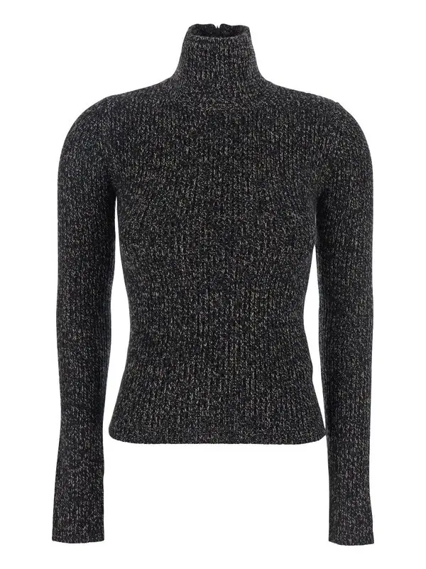 Max Mara Ribbed Wool Blend Turtleneck Sweater - Multicolor