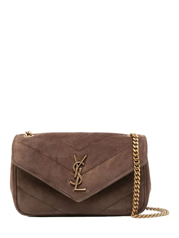 Saint Laurent Chevron Patterned Shoulder Bag - Brown