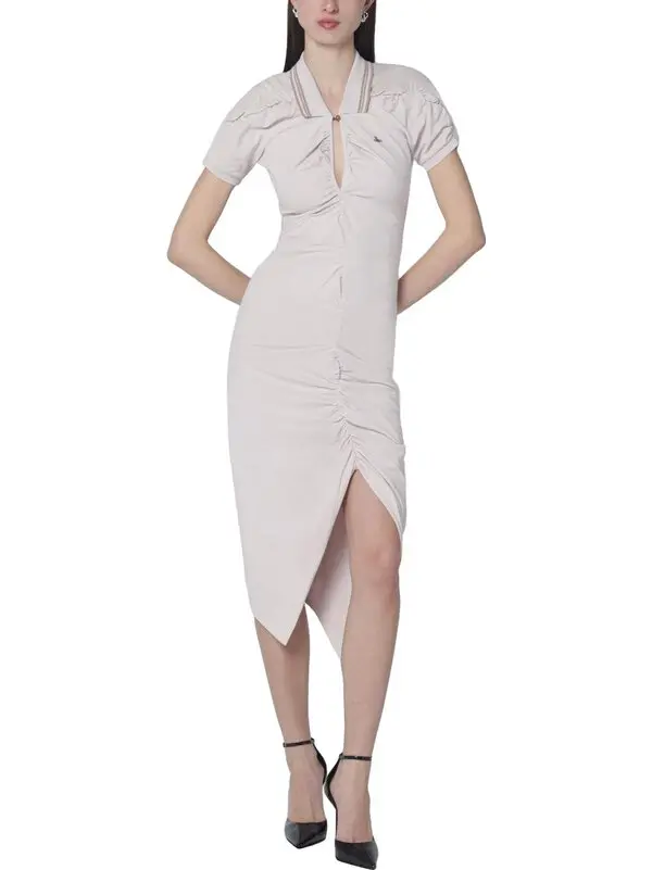 VIVIENNE WESTWOOD Draped Ruched Cotton Dress - Purple