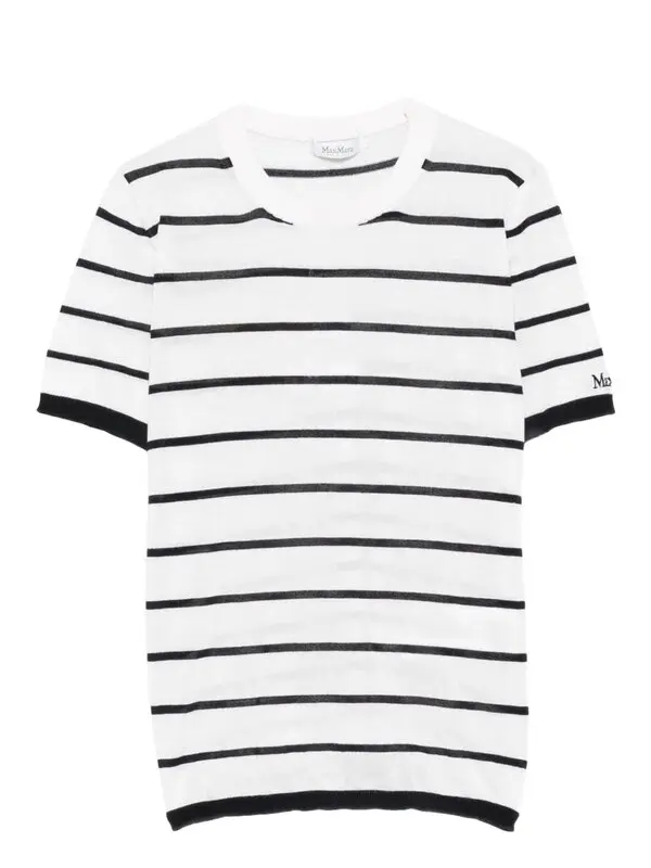 Max Mara Striped Crewneck Short Sleeve T-shirt - Multicolor