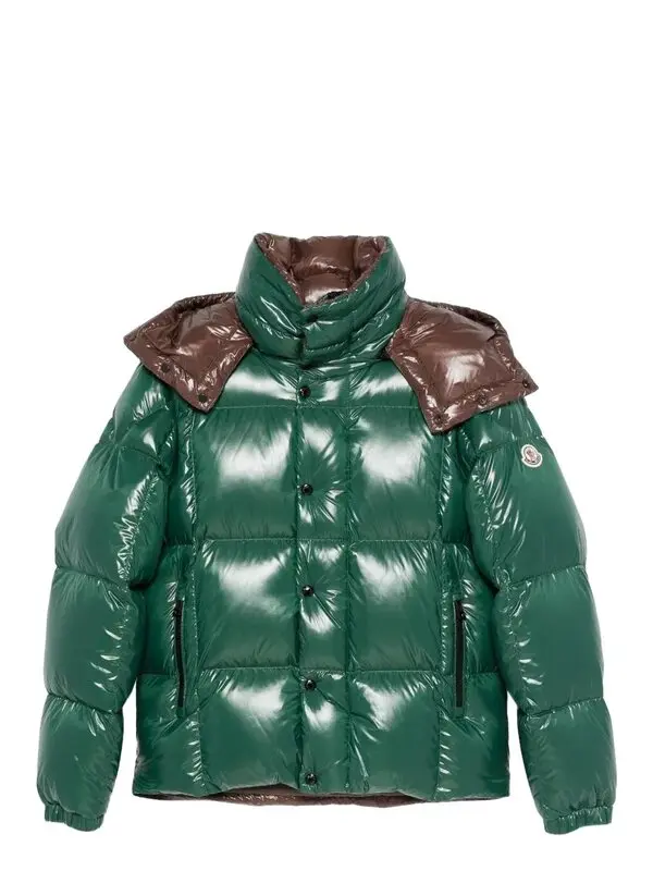 Moncler Parana Glossy Hooded Short Down Jacket - Green
