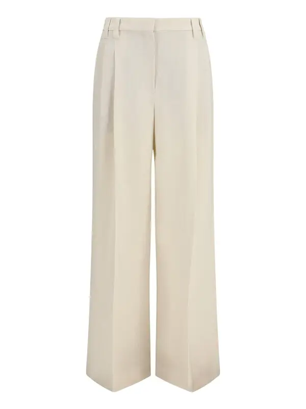 Brunello Cucinelli Fluid Twill Wide Pants - Cream
