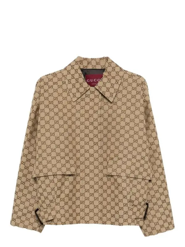 Gucci Monogrammed Cotton Blend Jacket - Cream