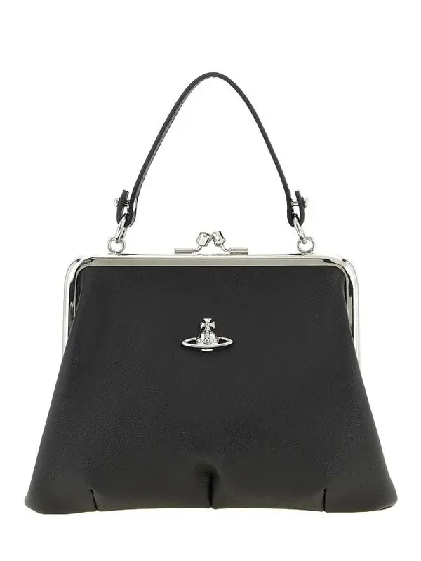 VIVIENNE WESTWOOD Metallic Logo Plaque Clutch Bag - Black