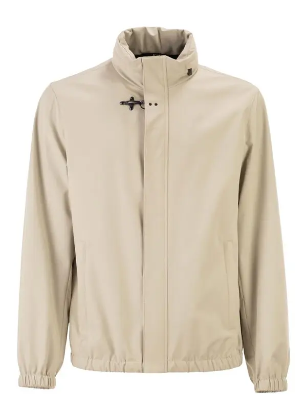 FAY Short Travel Bomber Jacket In Stretch Nylon - Cream