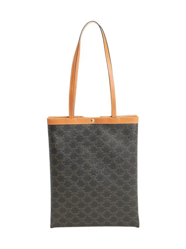 Celine Medium Flat Shopper In Triomphe Canvas - Brown