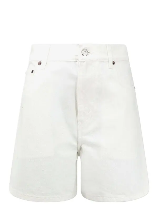 Celine White Cotton Denim Shorts - Multicolor