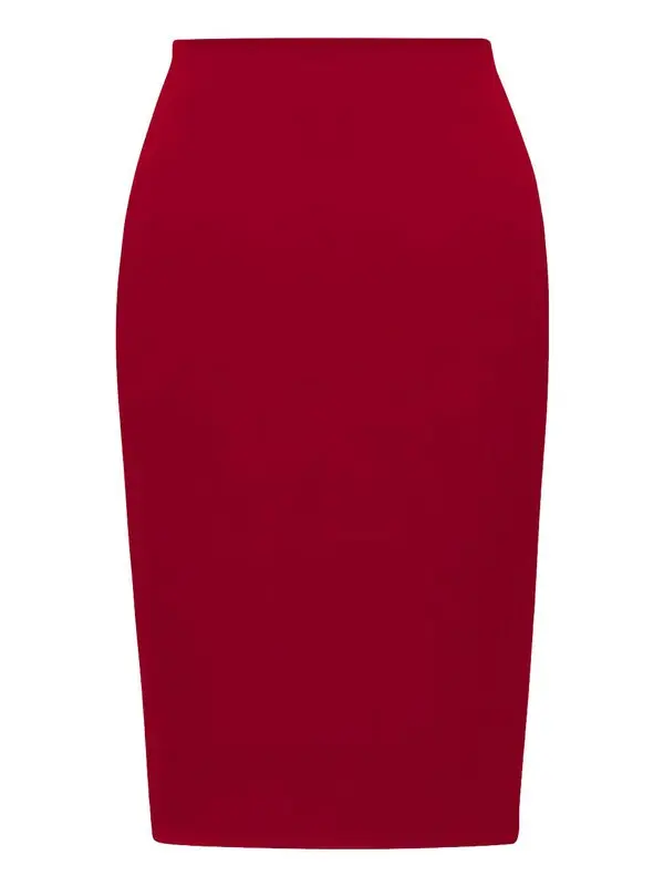Saint Laurent Mid-rise Satin Pencil Skirt - Red