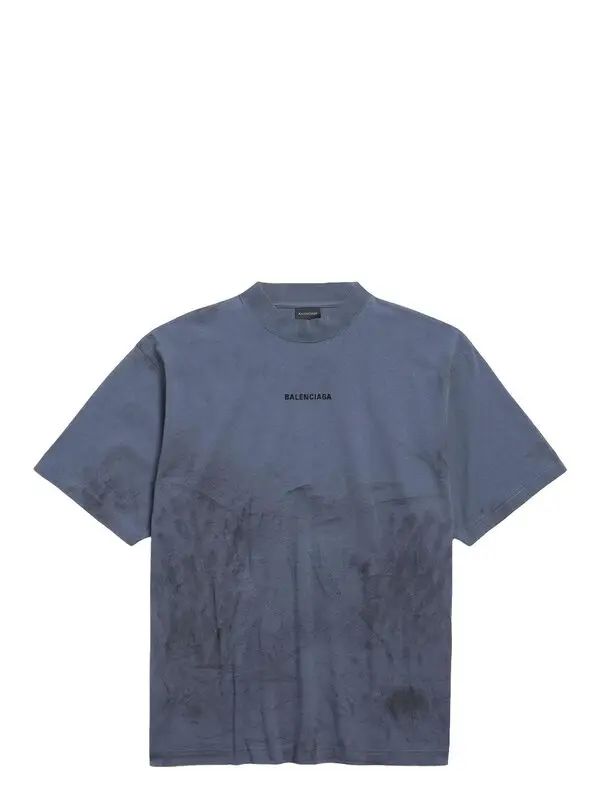 Balenciaga Back Medium Fit T-shirt In Faded Jersey - Blue