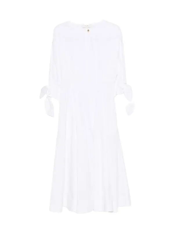 Celine Cotton Long Dress With Tie Cuffs - Multicolor
