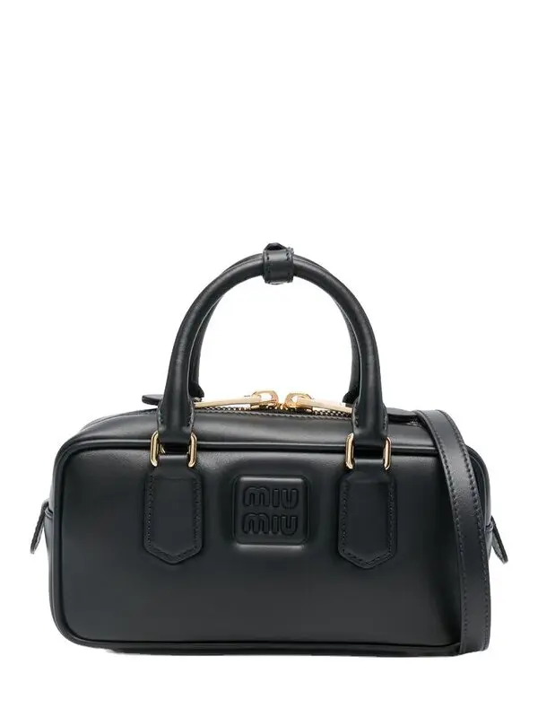 Miu Miu Calf Leather Top Zip Tote Bag - Black