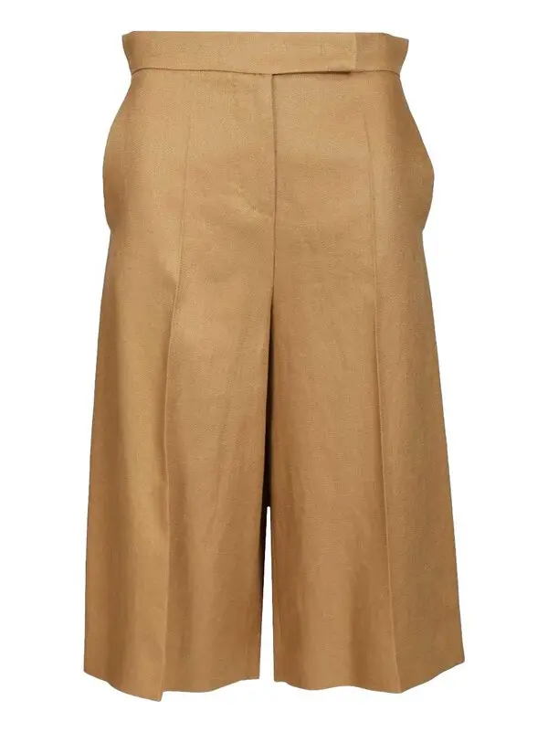 Max Mara Linen Twill High-waisted Wide-leg Bermuda Shorts - Cream