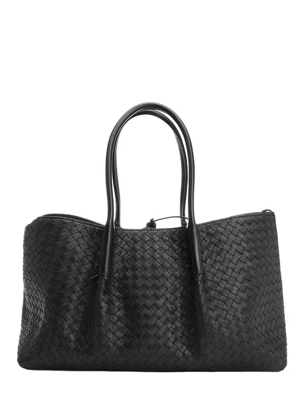 Bottega Veneta Pinacoteca" Reversible Tote Bag In Calfskin With Intrecciato Motif - Black
