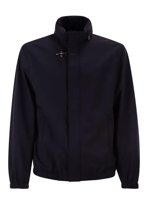 FAY Short Travel Bomber Jacket In Stretch Nylon - Blue