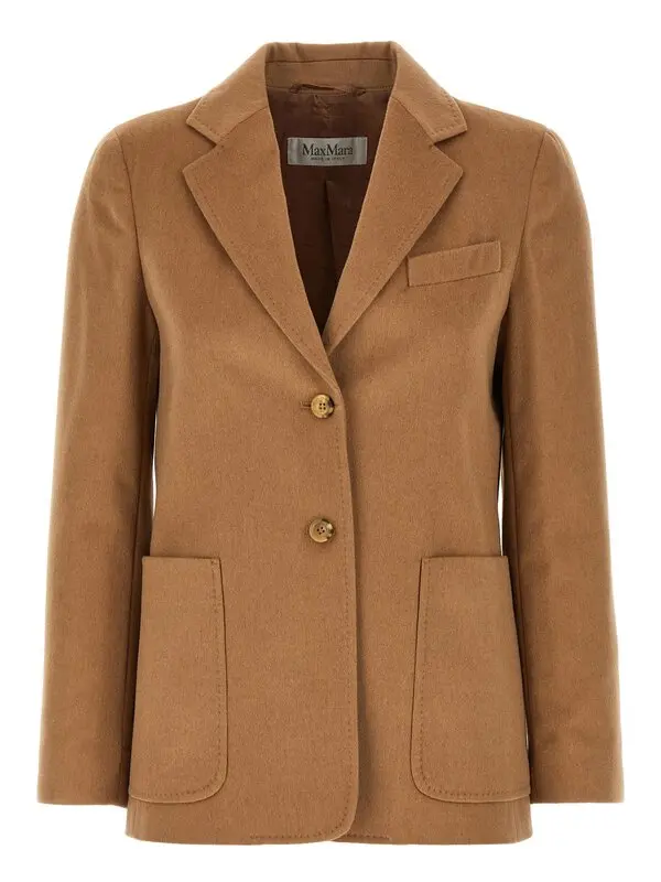 Max Mara Belluno Single-breasted Blazer In Camel Wool - Cream