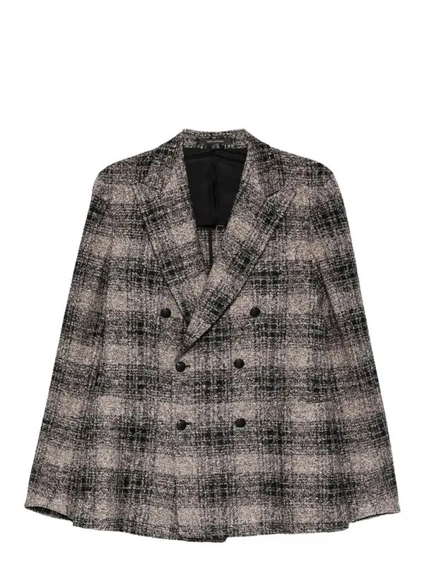 Tagliatore Double-breasted Checked Blazer - Brown