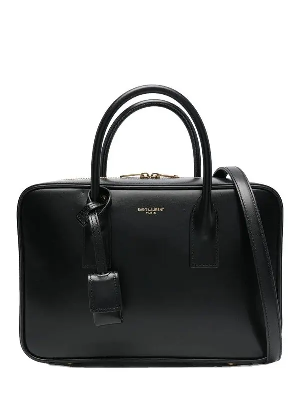 Saint Laurent Calfskin Tote Bag With Gold-tone Hardware - Black