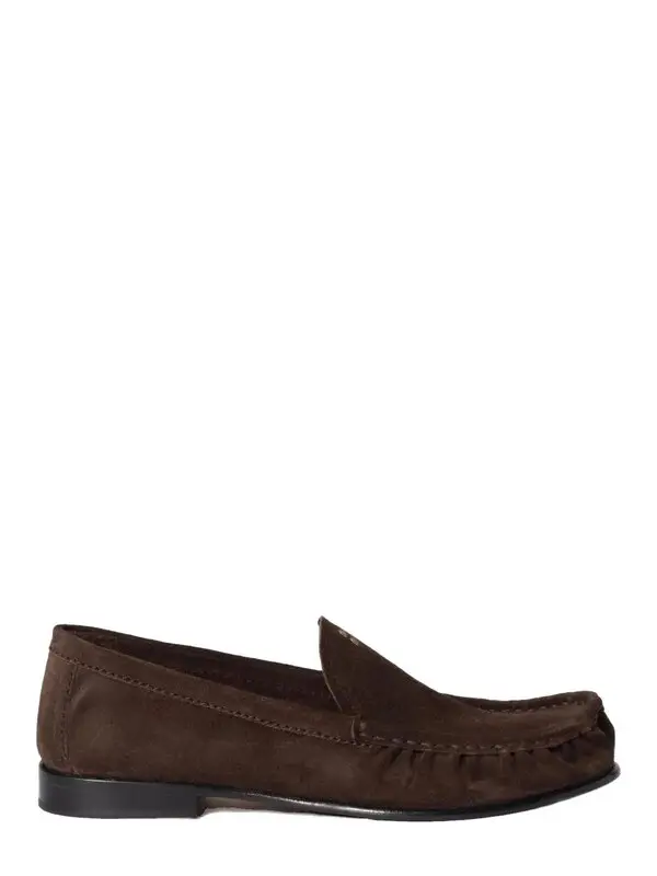 Miu Miu Gathered Leather Loafers - Brown