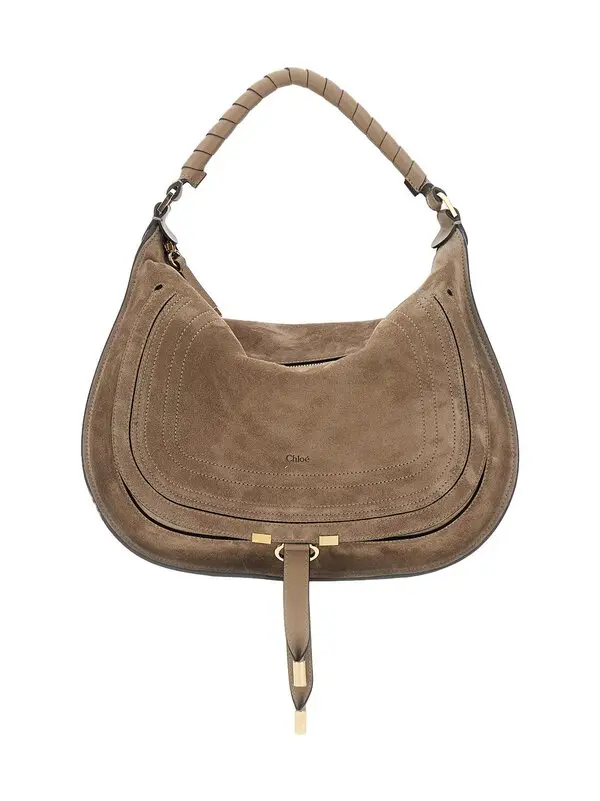 Chloé Marcie Medium Shoulder Bag In Suede - Brown