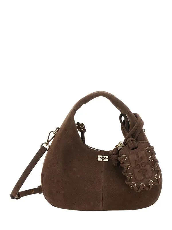 GANNI Suede Handbag With Removable Shoulder Strap - Multicolor