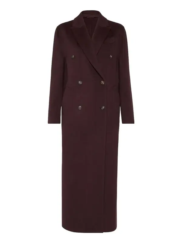 Brunello Cucinelli Hand-crafted Cashmere Double Beaver Cloth Coat With Monili - Red