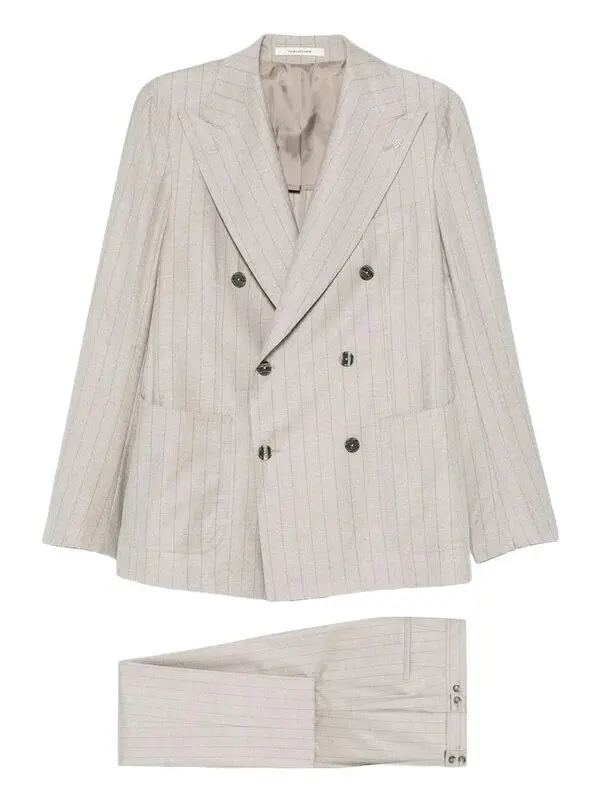 Tagliatore Grey Suits Double Breasted Suits - Gray