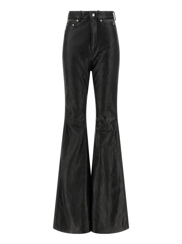 Rick Owens Bolan Bootcut Leather Trousers - Black