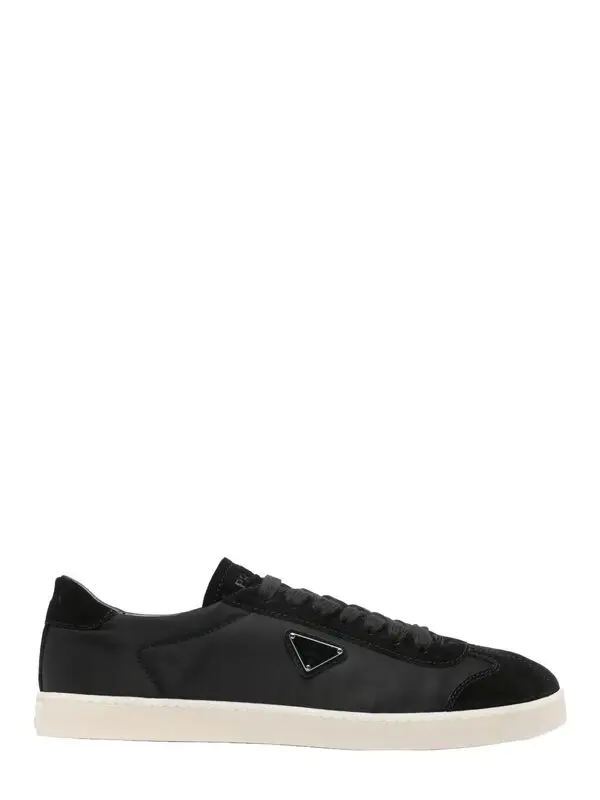 Prada Nylon And Suede Lace-up Sneakers - Black
