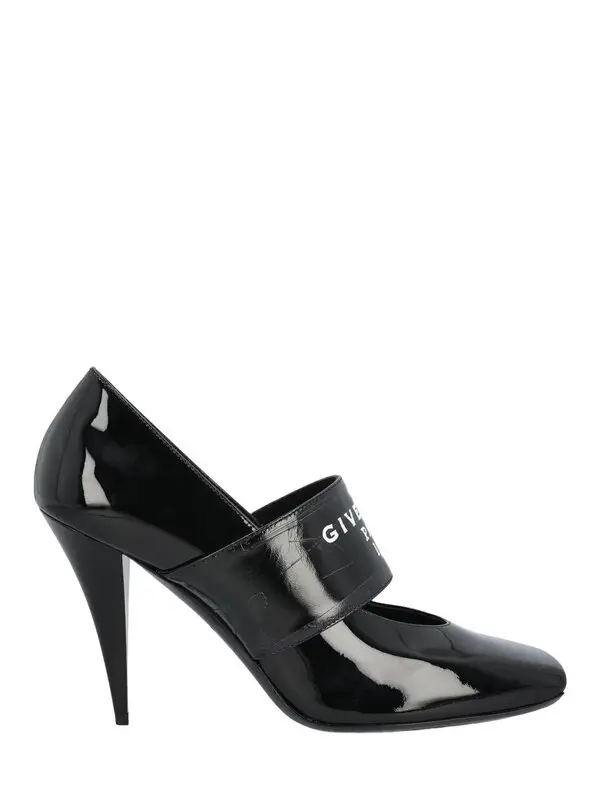 Givenchy Sliced Square Tape Heels In Patent Leather - Black