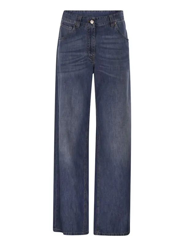 Brunello Cucinelli Wide-leg Cotton Jeans - Blue