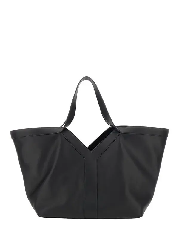 Saint Laurent Leather Shoulder Bag With Hook Closure - Black
