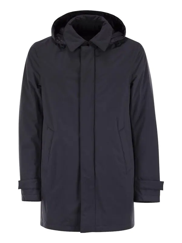 Herno Waterproof 2-layer Fabric Parka With Hood - Blue