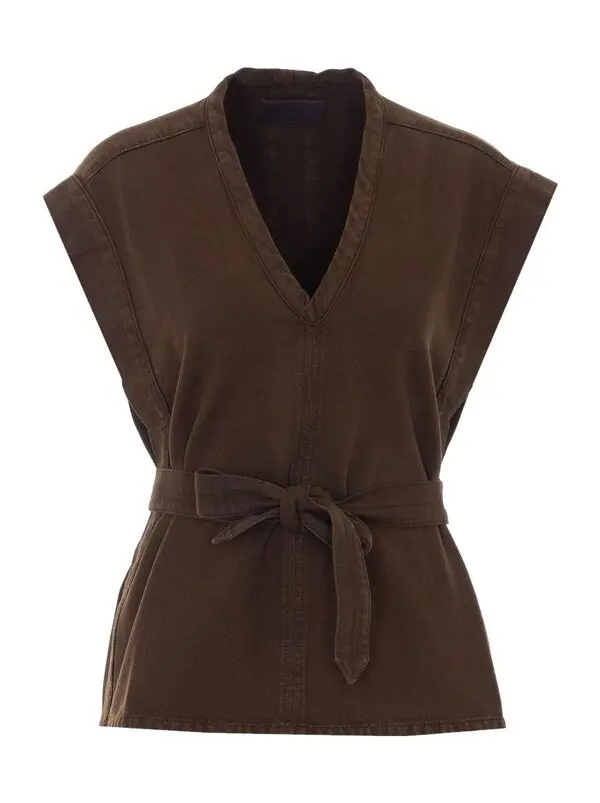 LEMAIRE Chasuble In Denim With Bow Detail - Brown